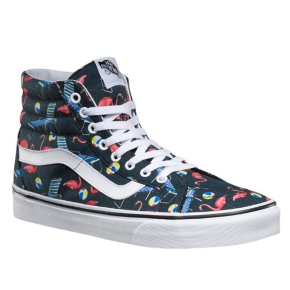 Vans | Shoes | Vans Sk8 Old Skool Hi Flamingo Beach Ball Canvas Black ...